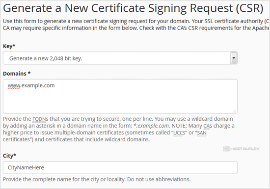 How To Generate A Certificate Signing Request Csr In Cpanel Host