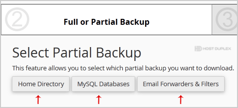 How to Download Backup of Home Directory, MySQL, or E-mail Only? - Host Duplex Knowledgebase