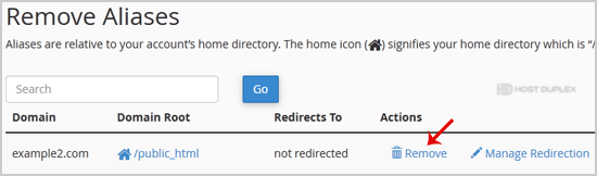 How to Remove Parked Domain name in cPanel? - Host Duplex Knowledgebase
