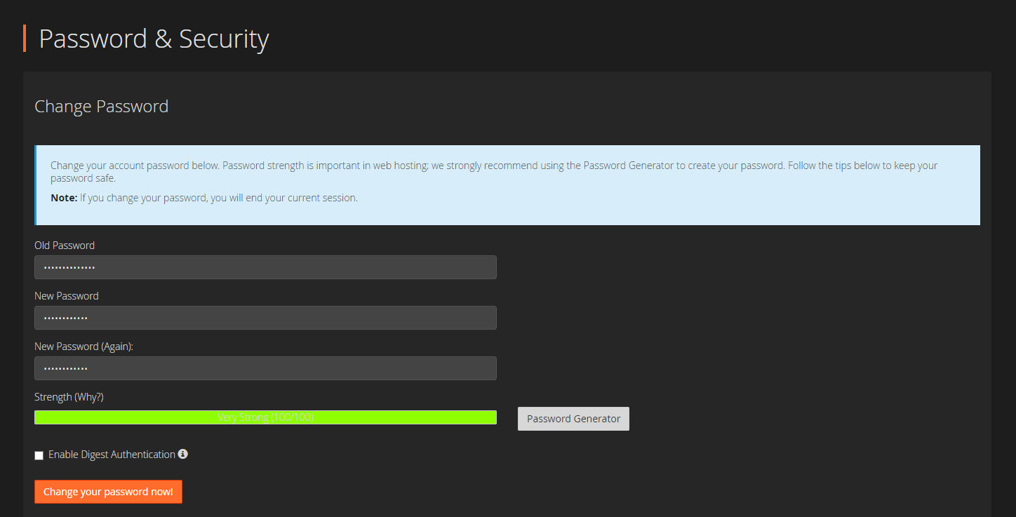 How to change cPanel password - Host Duplex Knowledgebase