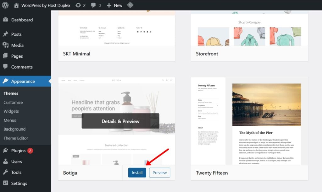 How to install a WordPress theme - Host Duplex Knowledgebase